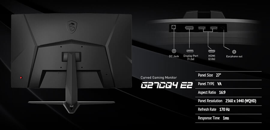 MSI 27'' CURVED G27CQ4 E2 1500R VA 2560X1440GAMING MONITOR