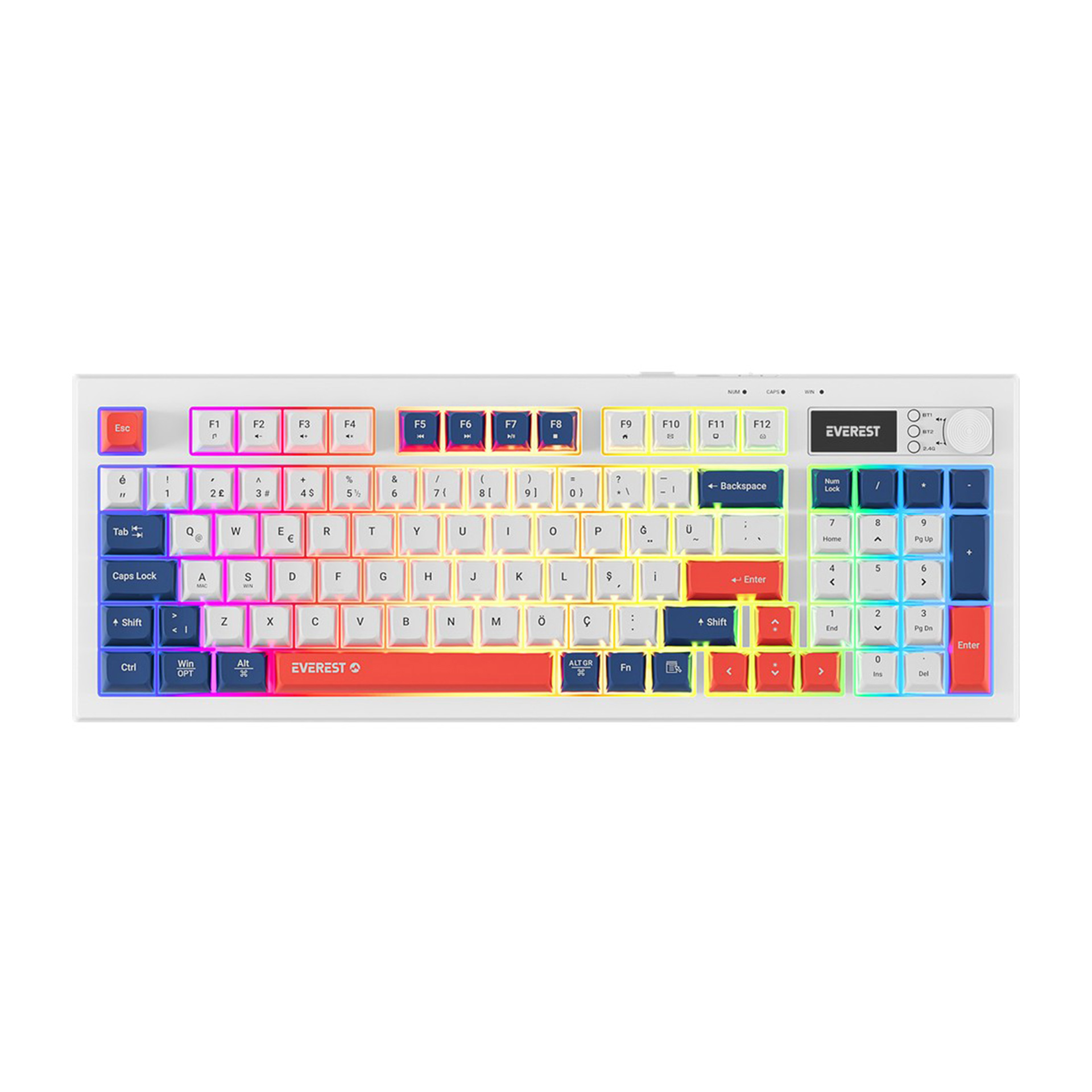 Everest KB-85 Silentpro Beyaz/Mavi/Kırmızı Rgb Wifi | Evkur