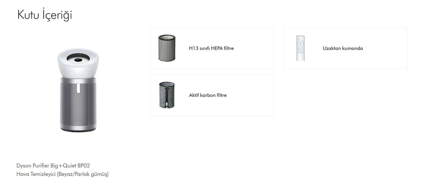 Dyson Purifier Big+Quiet BP02 Hava Temizleyici Beyaz-Parlak Gümüş