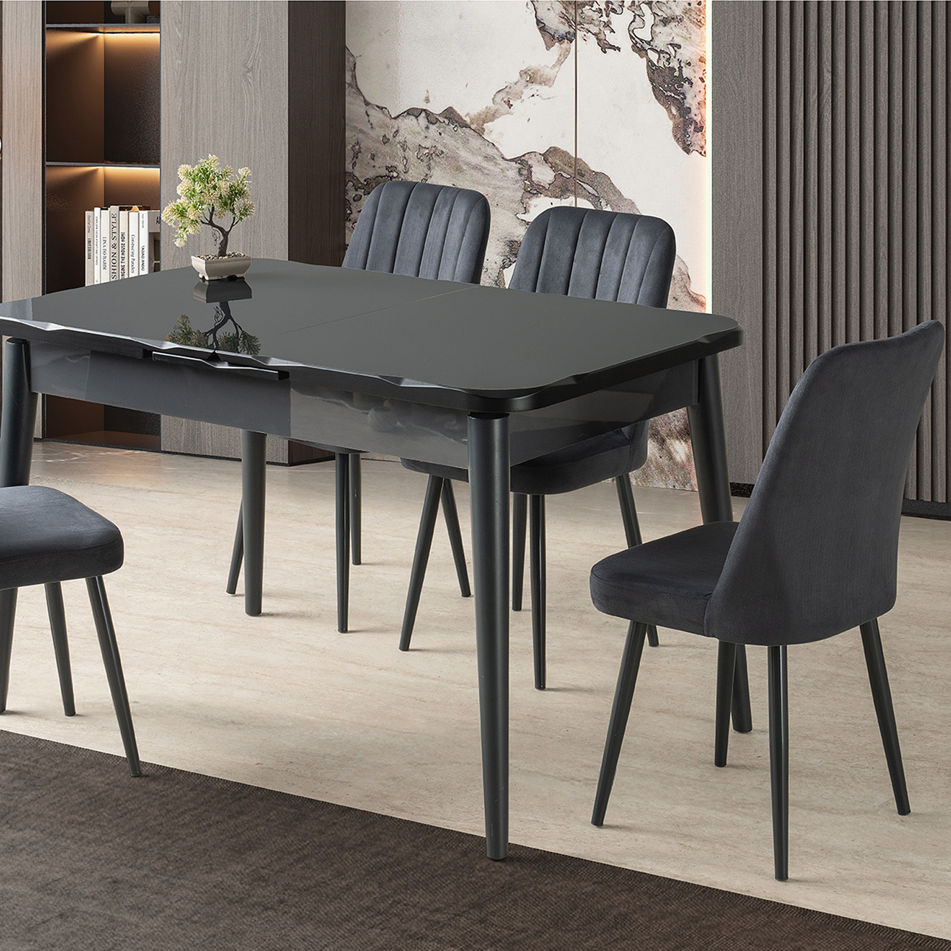Kelebek Masa Takımı 80x130 cm Antrasit Modeli | Evkur