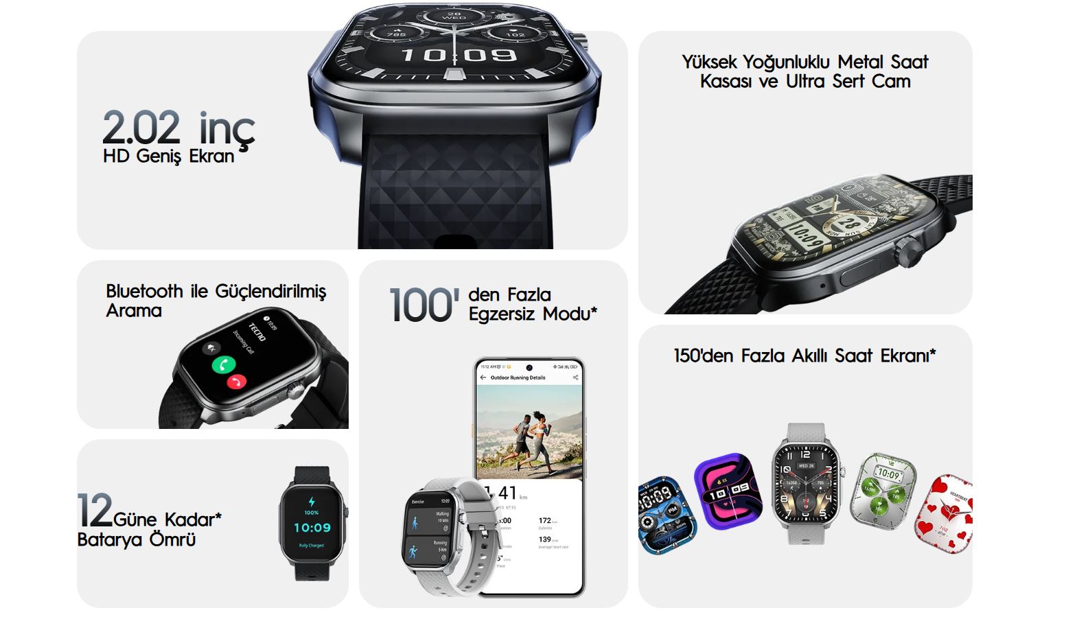 Tecno Watch 3 Active Akıllı Saat Siyah | Evkur
