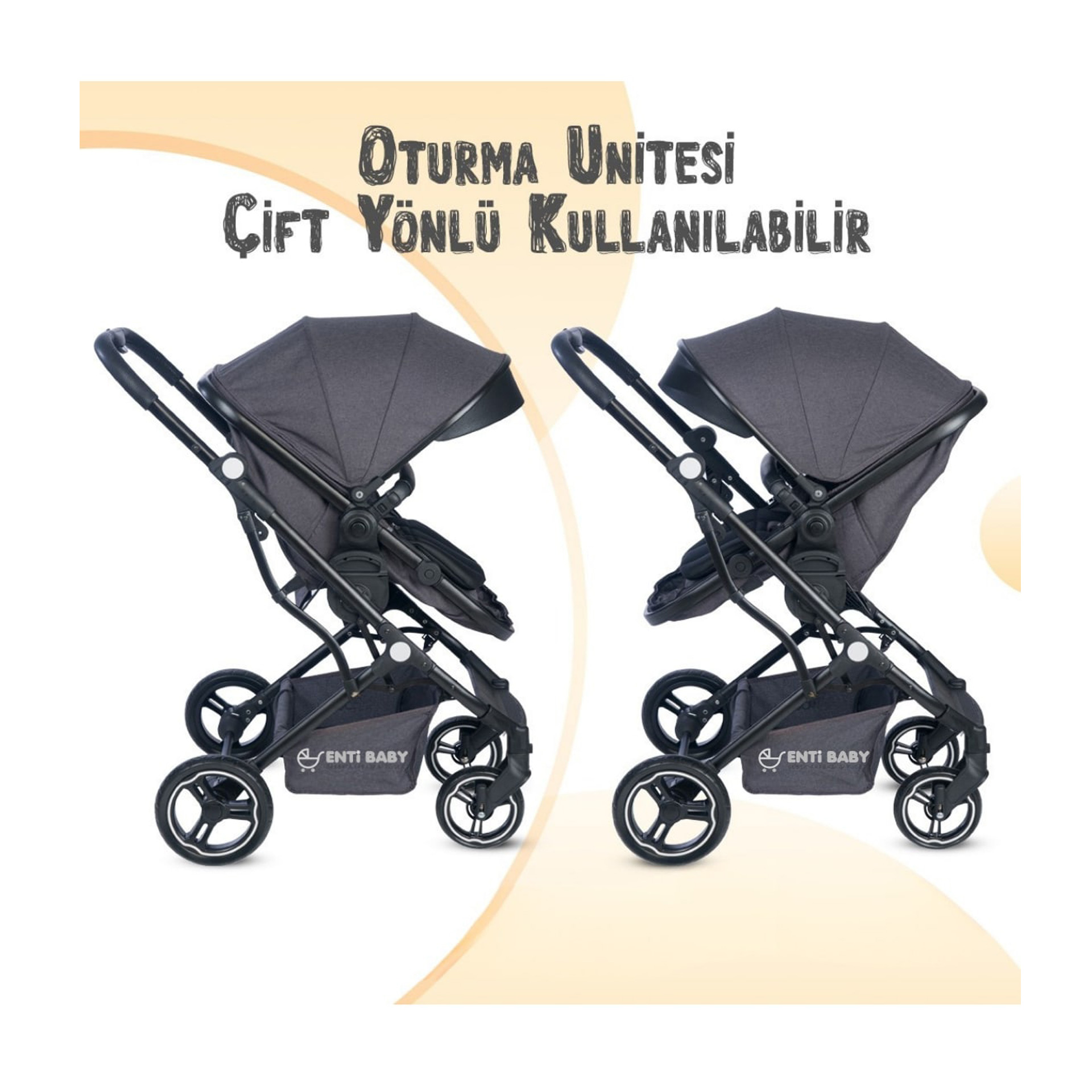 Enti Baby Mkn Kabin Boy Bebek Arabası Siyah-Gri |Evkur