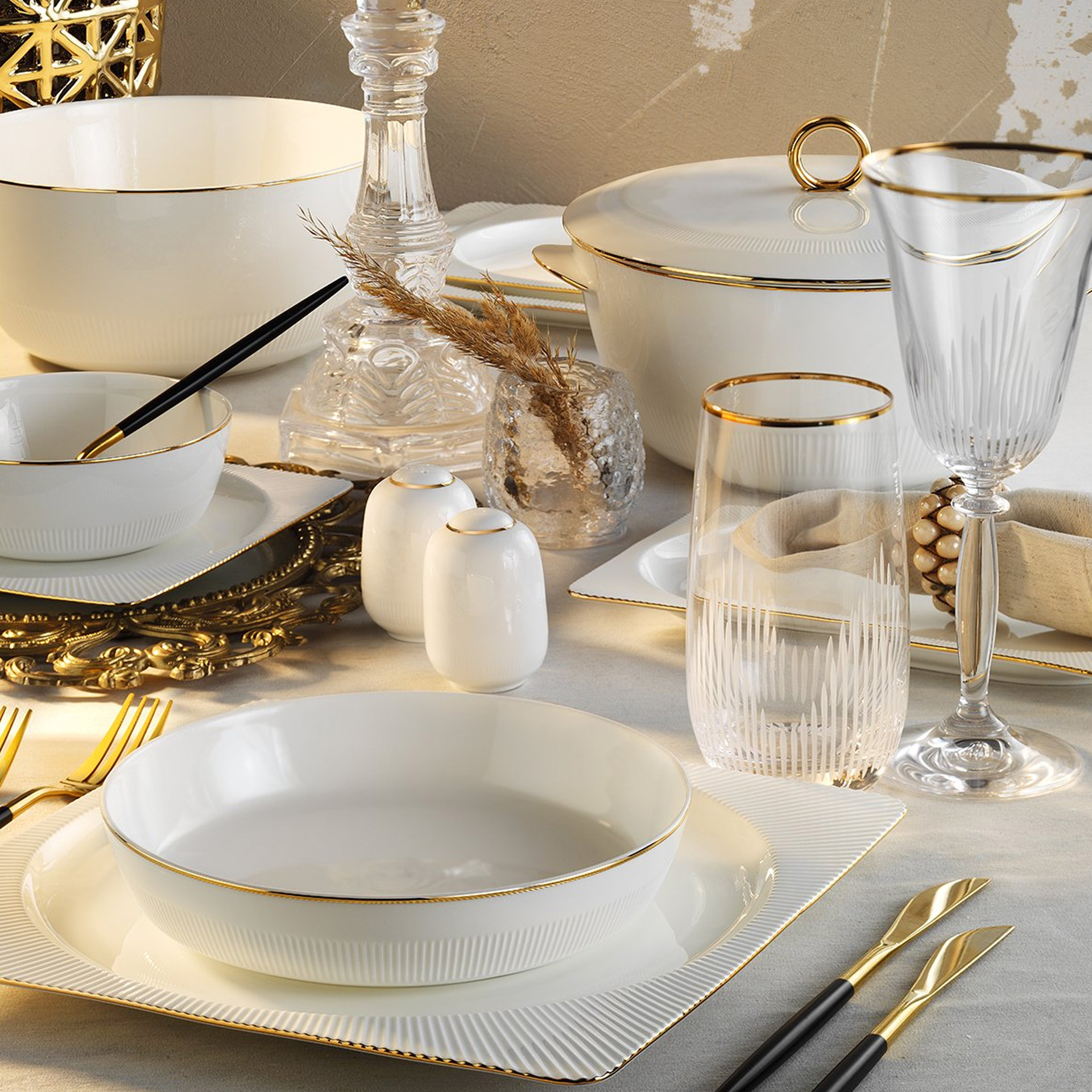 Aryıldız Maria Gold 60 Parça Yemek Takımı | Evkur