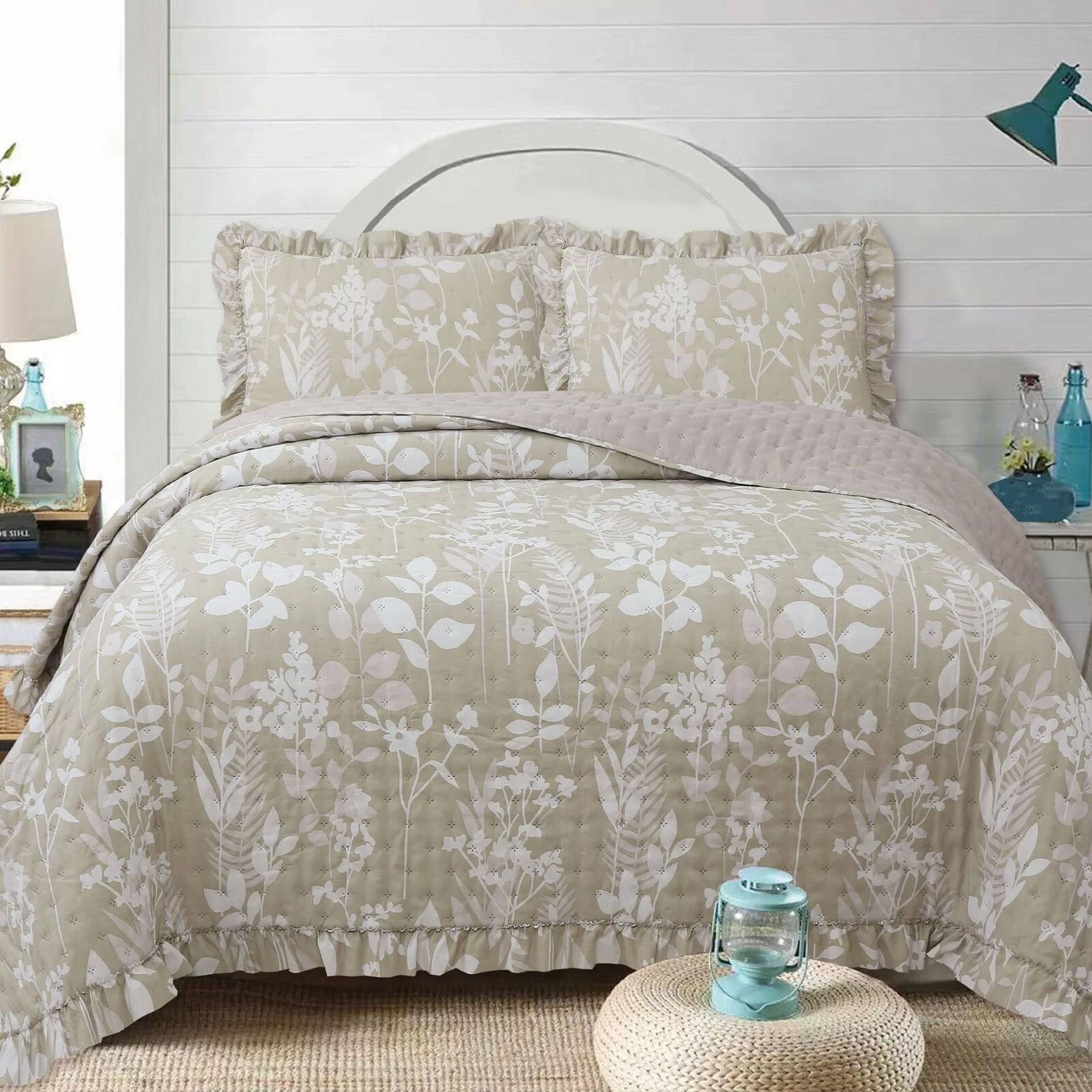 Dainty Home Flowers F005 Çift Kişilik Yatak Örtüsü | Evkur