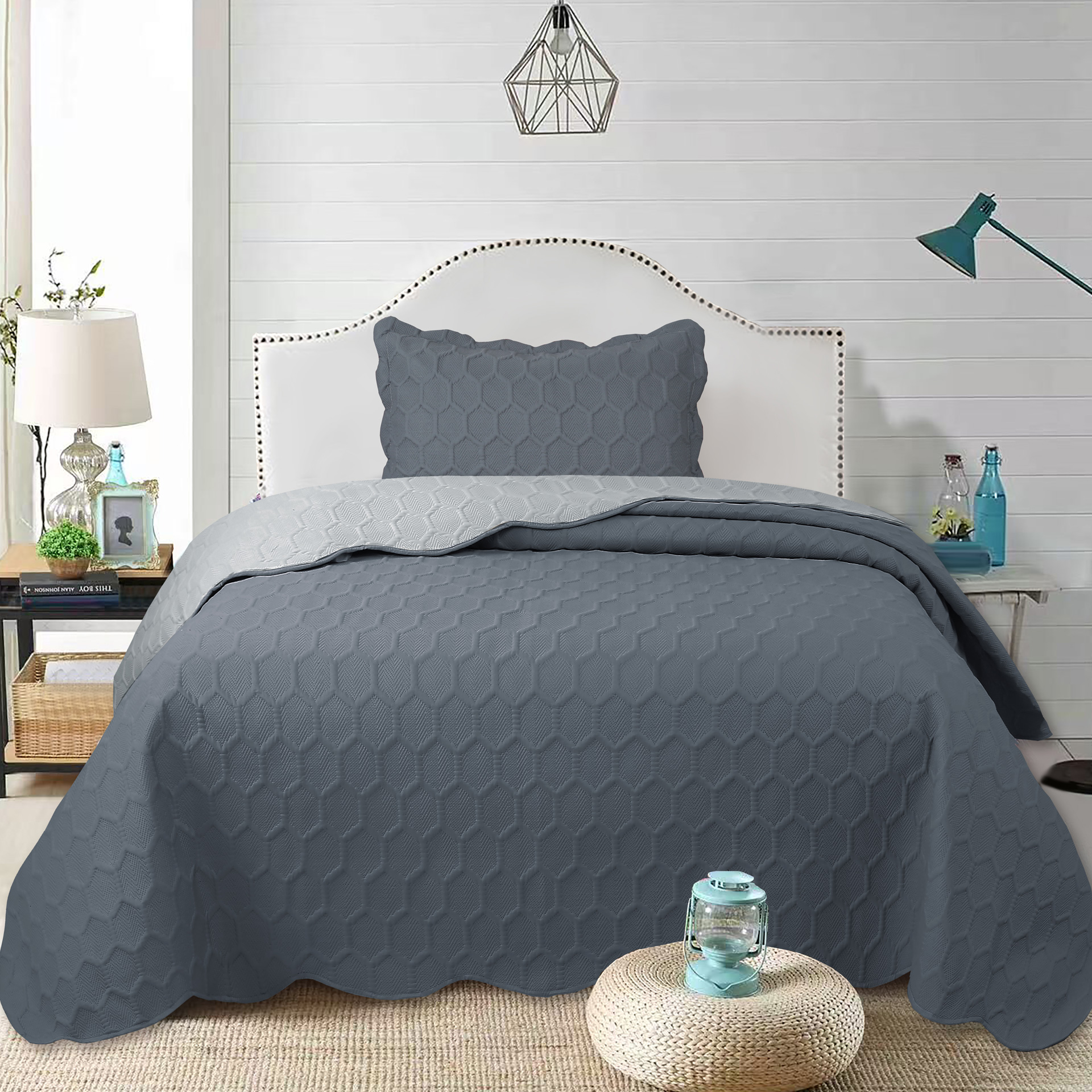 Dainty Home Perla Tek Kişilik Antrasit Yatak Örtüsü | EVKUR