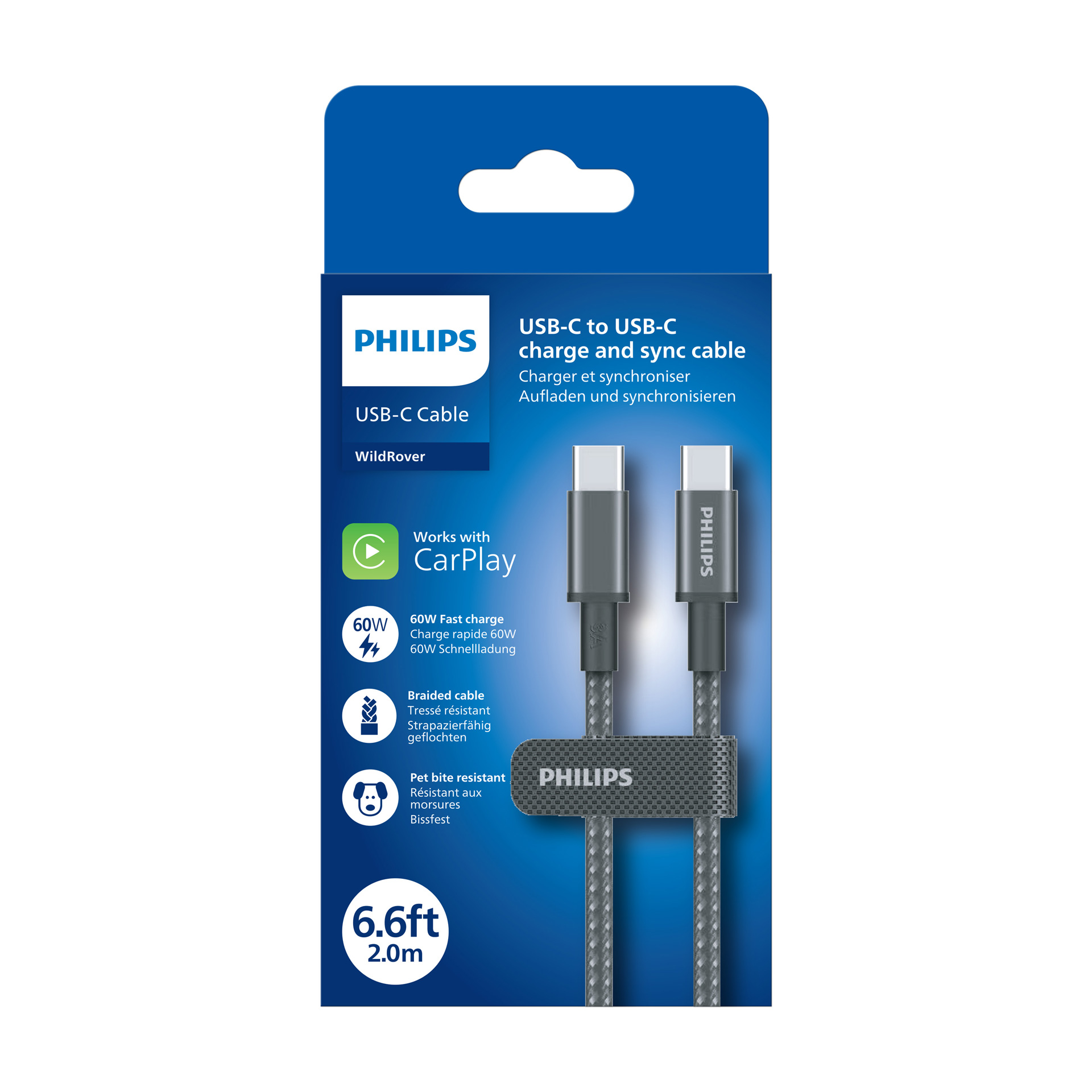 Philips 2M 2MUSB-C Type-C PD60W/3A, Şarj Kablosu | Evkur