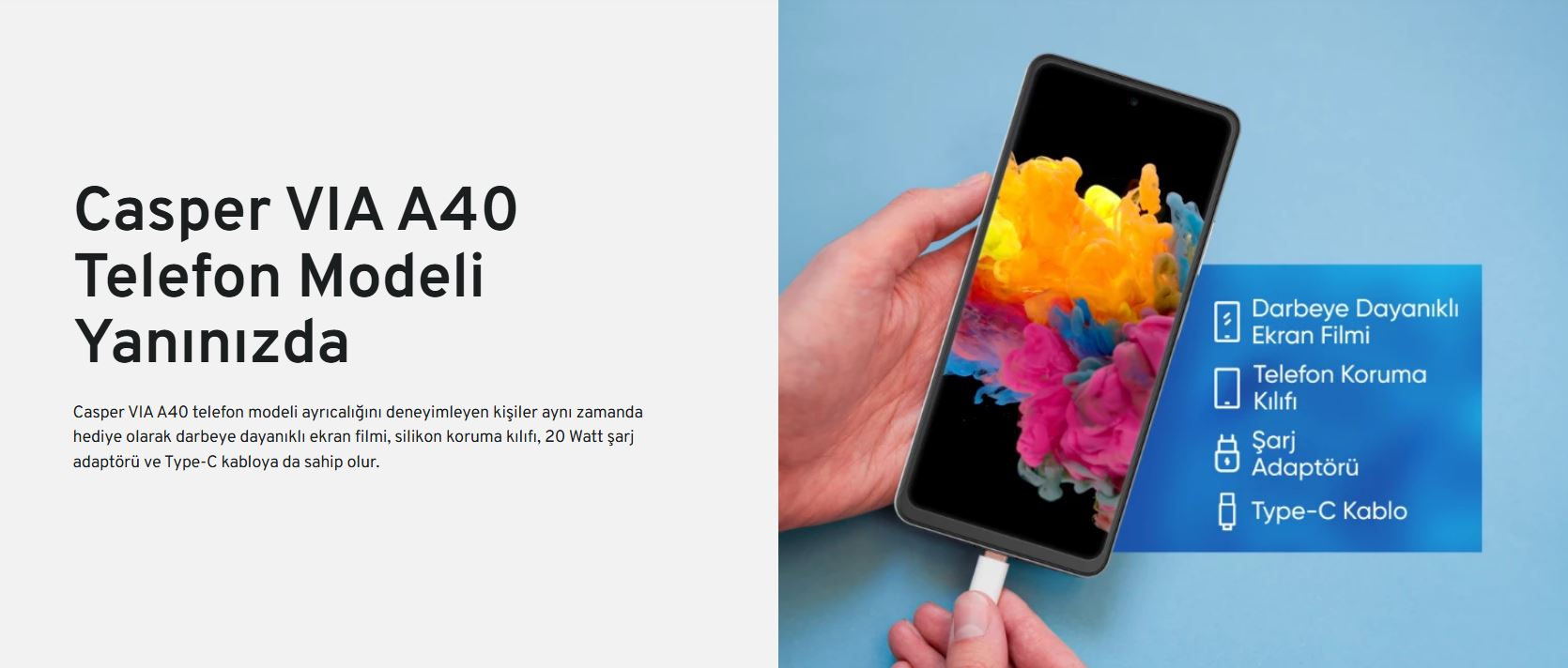 Casper Via A40 8+8/256GB Gece Mavi Akıllı Telefon