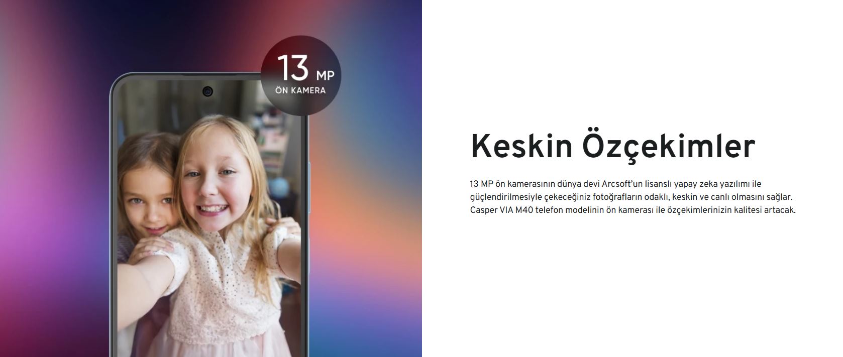Casper Via M40 6+6/128GB Akıllı Telefon Siyah