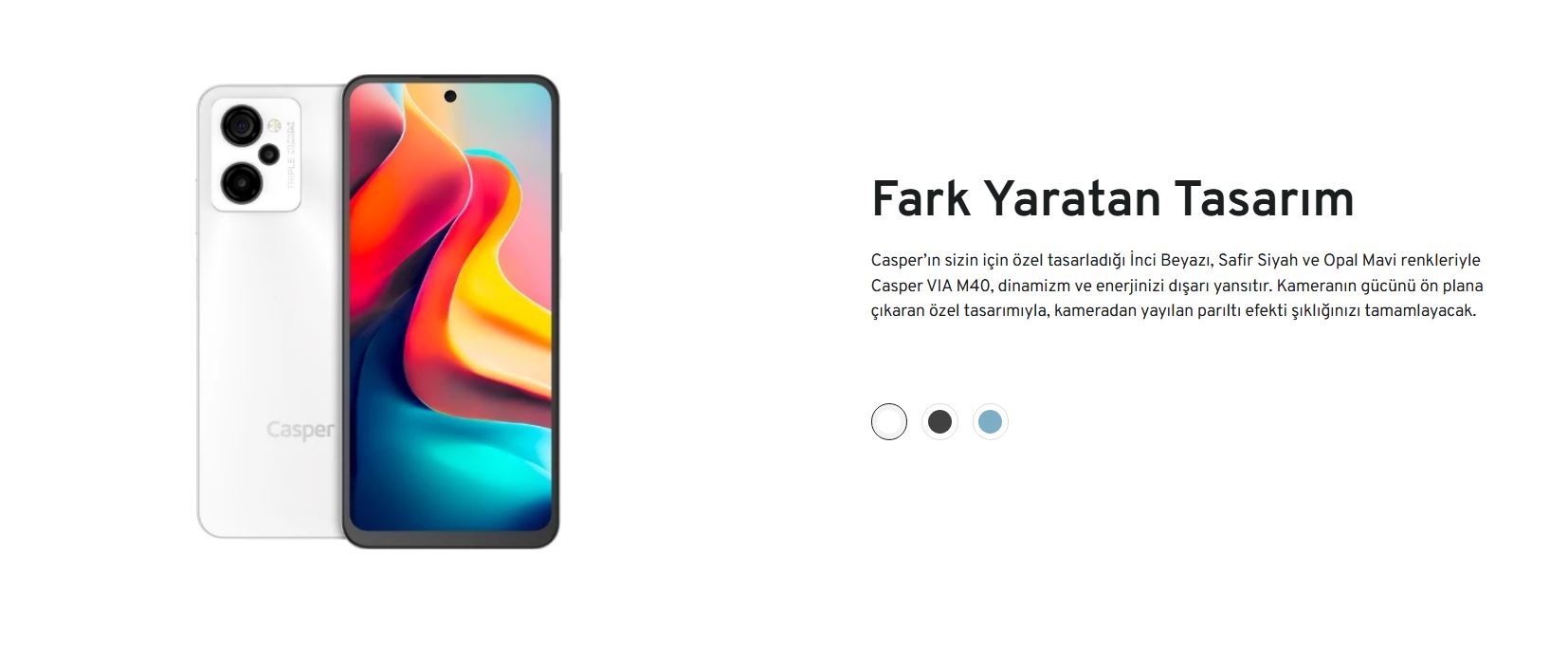 Casper Via M40 6+6/128GB Beyaz Akıllı Telefon