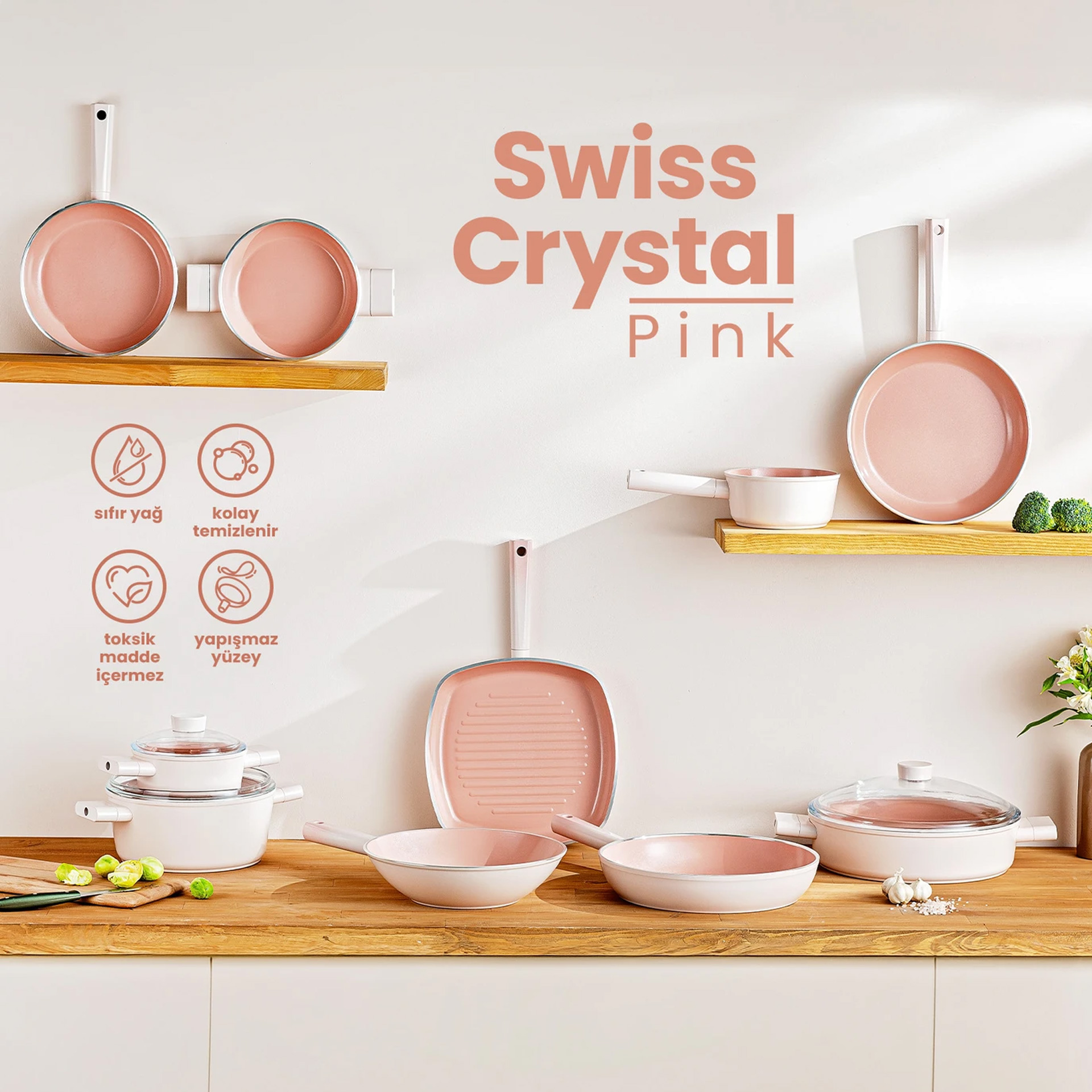 Emsan Swiss Crystal 16 Cm Pembe Derin Tencere | Evkur