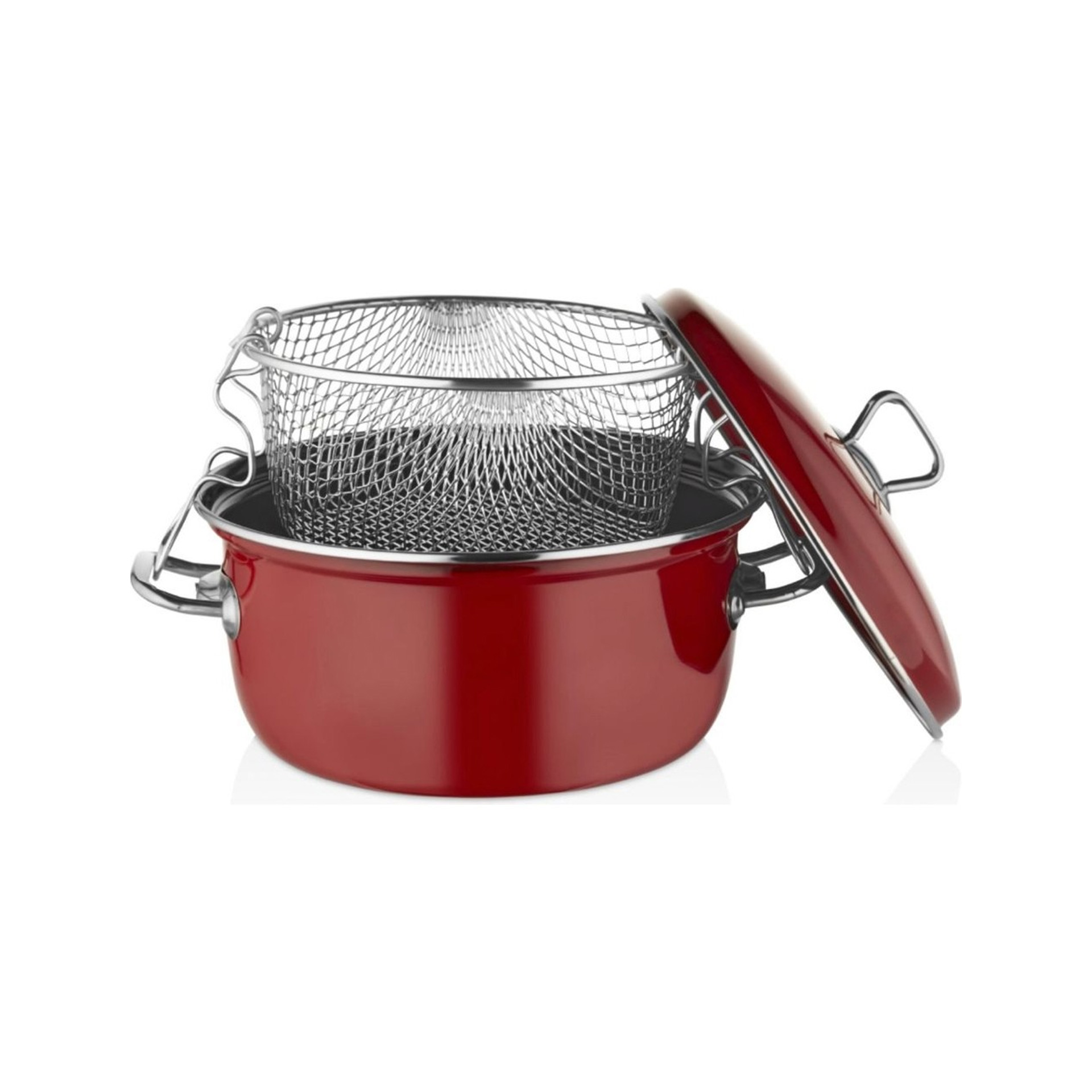 Falez Patos Emaye Kızartma Tenceresi Kırmızı | Evkur