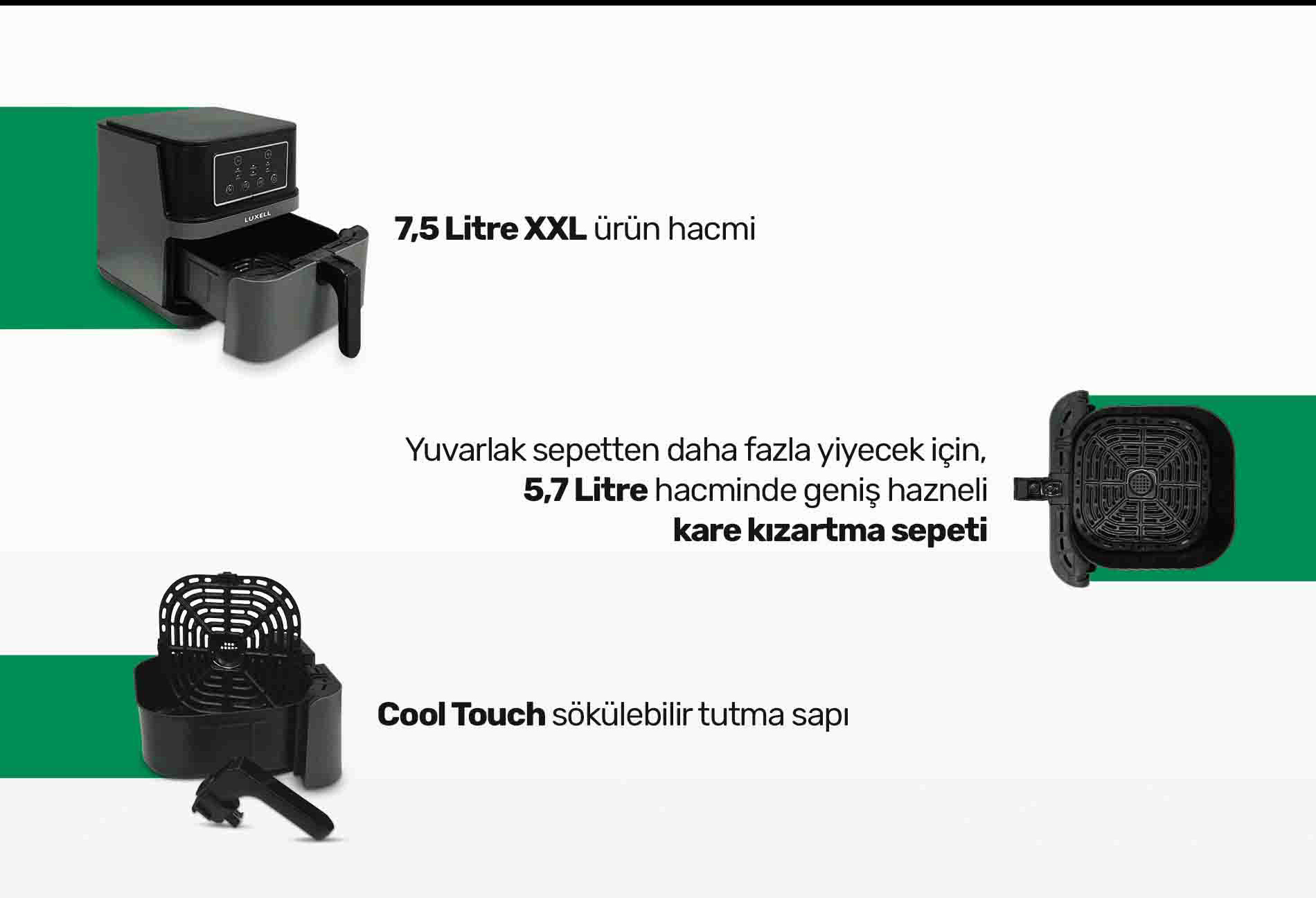 Luxell FastFryer Dijital Hava Fritözü 3 Yıl Garantili | Evkur