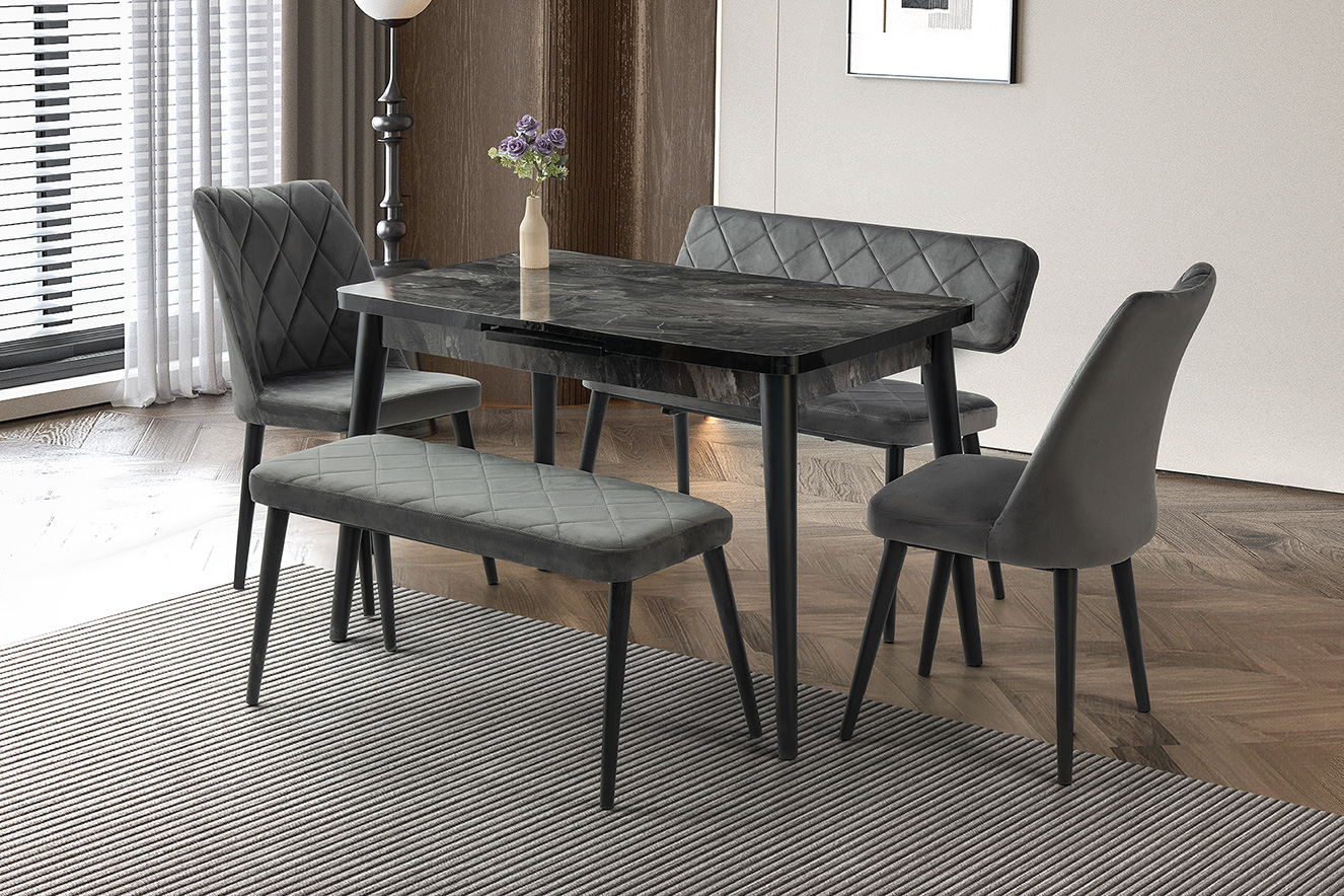 Mobilgen Silva Ahşap Ayaklı 70x120 cm Masa Takımı | Evkur