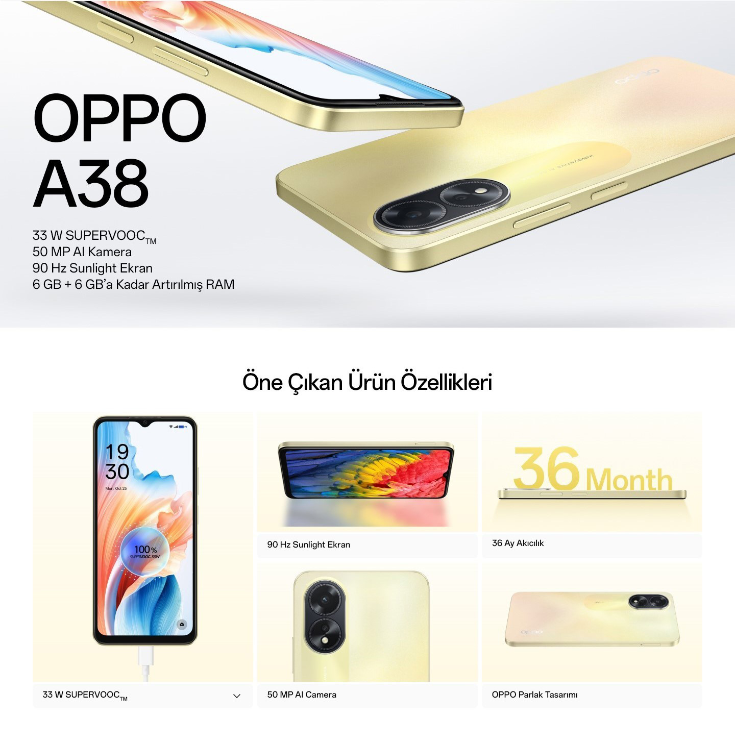 Oppo A38 6/128GB Akıllı Telefon Parlak Siyah