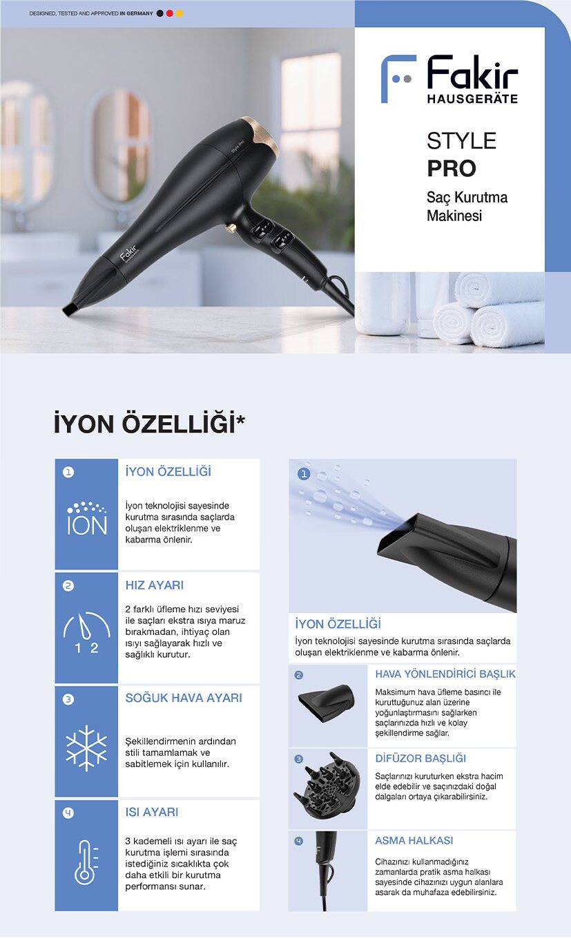 Fakir Style Pro Saç Kurutma Makinesi | Evkur