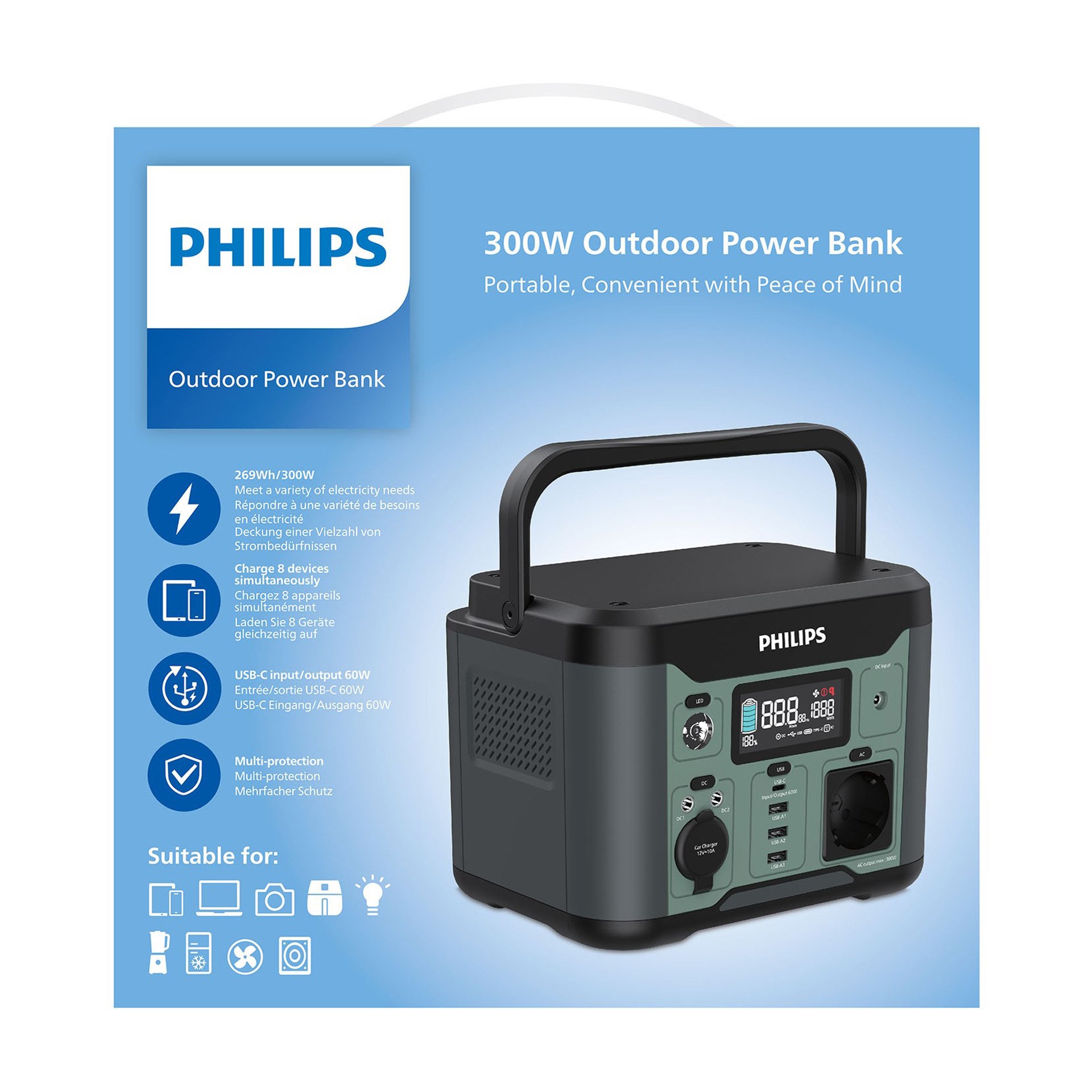 Philips Taşınabilir 300W Şarj İstasyonu