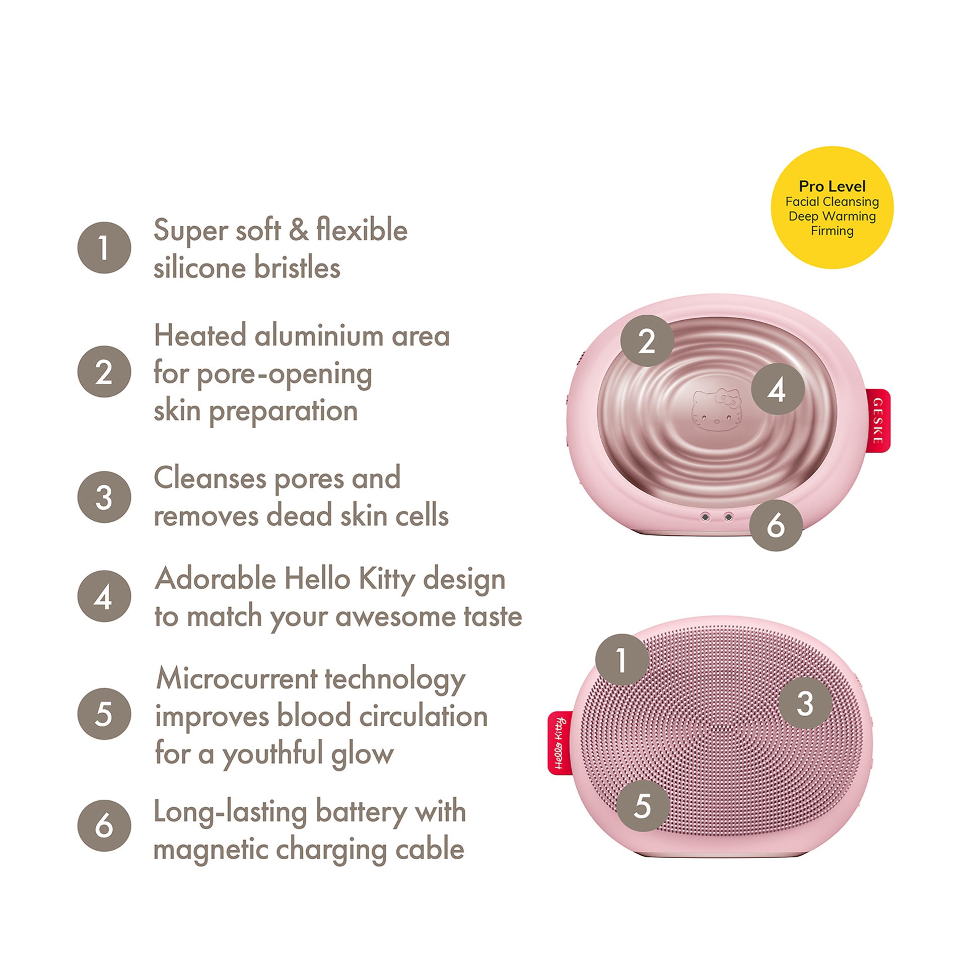 Geske Hello Kitty Yüz Temizleme Cihazı 5'i 1 Arada Pembe